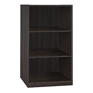 Furinno Jaya Simple Home 3-Tier Adjustable Shelf Bookcase, Espresso & Simplistic Set of 2 End Table, Espresso/Black