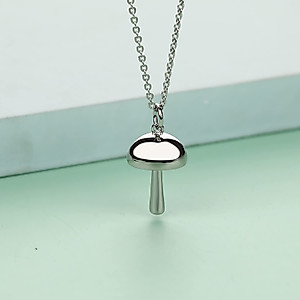 LQXY 925 Sterling Silver Mushroom Necklace for Women
