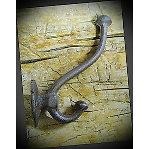 NewSSign Lot of 4 Vintage Rustic Cast Iron Brown Mission Style Coat Hooks Hat Hook Rack Hall Tree Restoration Decor #RLX-0385PMi Warranity by PrMch