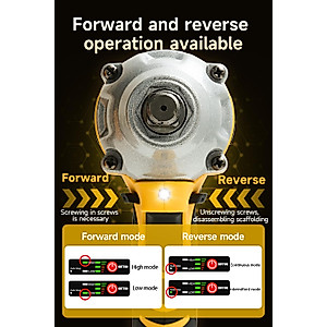 SKOVENSY Cordless Impact Wrench 258Ft-lb（350N.m）, 1/2 Impact Gun, 2 Batteries, Pistola de Impacto, with 5 Sockets, Electric Impact Driver for Car Tires and Home YELLOW