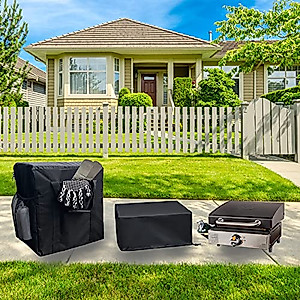 Griddle Cover and Carry Bag for Blackstone 17 Inch Griddle, Water Resistant 600D Polyester Heavy Duty Flat top 17" Gas Grill BBQ Cover Accessory Exclusively Fits 17" Griddle Cooking Station with Hood