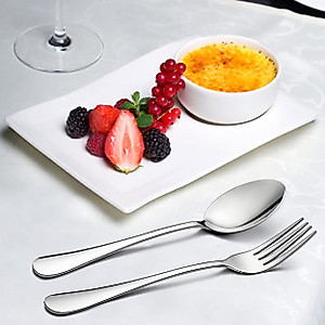 LIANYU 24-Piece Forks and Spoons Silverware Set, 12 Teaspoon and 12 Salad Fork, Stainless Steel Flatware Cutlery Set for Home Kitchen Hotel, Mirror Finished, Dishwasher Safe