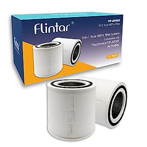 Flintar 2-Pack of AP005 H13 True HEPA Replacement Filter, Compatible with TaoTronics TT-AP005 Air Purifier, 3-in-1 Pre-Filter, H13 Grade True HEPA and Activated Carbon Filter Set