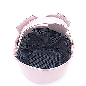 Easter Baskets Seersucker Easter Bunny Bag Bucket for Easter Egg Hunt Bunny Ears Design (Pink)