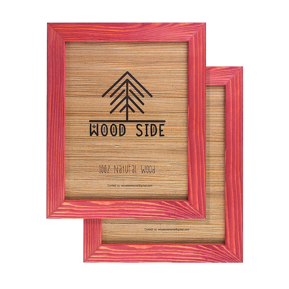 Rustic Wooden Picture Frames 8x10 - Red - Set of 2-100% Natural Eco Solid Wood and High Definition Real Glass for Wall Hanging Photo Frame