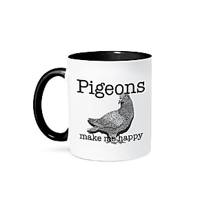 3dRose Pigeons make me happy Mug, 1 Count (Pack of 1), Black