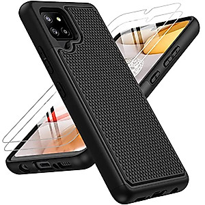 for Samsung Galaxy A42 5G Case: Dual Layer Protective Heavy Duty Cell Phone Cover Shockproof Rugged with Non Slip Textured Back - Military Protection Bumper Tough - 6.6inch (Matte Black)
