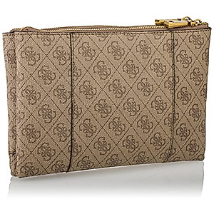 GUESS womens Noelle Double Zip Crossbody, Latte, one size US