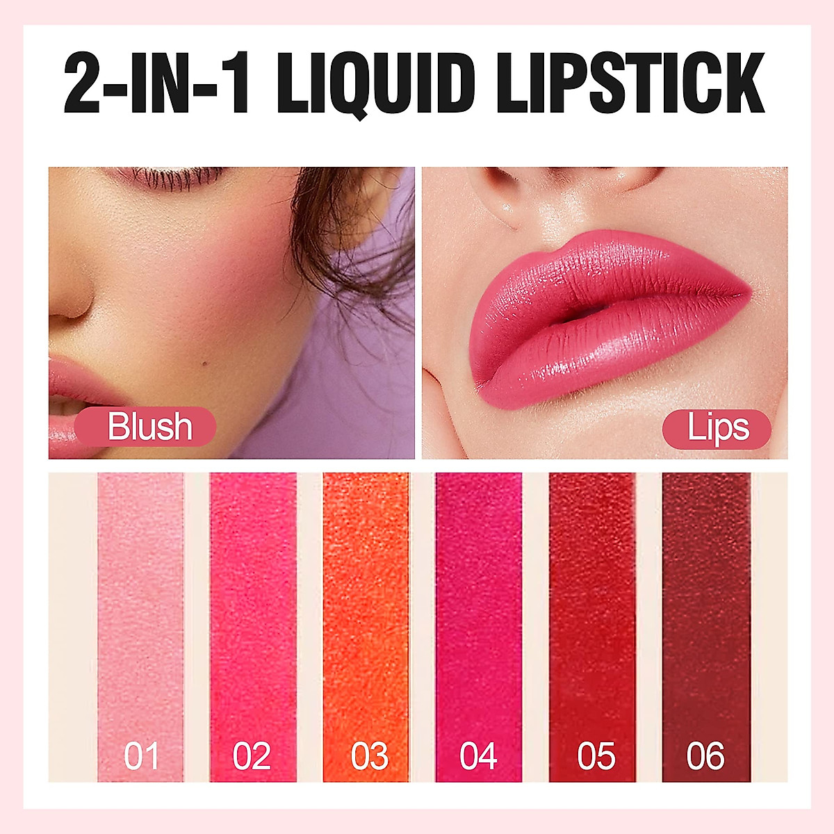 Easilydays Lip & Cheek Stain, 2 In 1 Blusher & Lip Water Tint Makeup, Matte Velvet Watery Tint Lip Gloss, Waterproof Long Lasting Lip Stains, Vivid Color Lip Stain Moisturizing Lightweight Lip Glaze for Women Pink Makeup (#01)