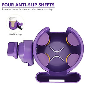 Suranew Adjustable Stroller Cup Holder with Phone Holder for Baby Stroller for Family Members, Walker Purple