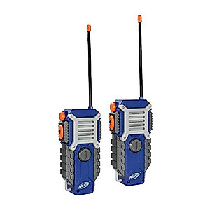 Sakar Nerf Walkie Talkie for Kids Fun at The Touch of A Button, Set of 2, 1000' Range, Rugged Pair Battery Powered Gray Blue & Orange