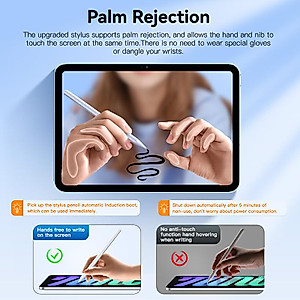 Hastraith Wireless Charging Stylus Pen for iPad, Smart iPad Pencil 2nd Generation with Palm Rejection Tilt Function for Apple iPad Pro 12.9 Inch 3/4/5/6, Pro 11 Inch 1/2/3/4, Air 4/5, Mini 6th Gen