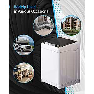 TABU Full-Automatic Washing Machine, 17.6lbs Portable Washing Machine with Dryer, 1.7 Cu Ft 2 in 1 Portable Washer with Drain Pump, 10 Wash Programs, LED Display, 8 Water Levels (White)