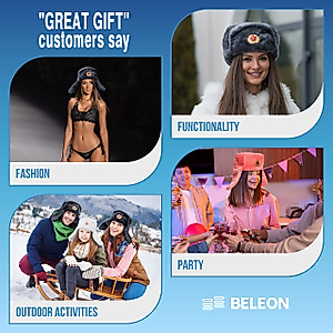 BELEON Ushanka Russian Fur Hat - Soviet Army Trapper Hat - Winter Hat