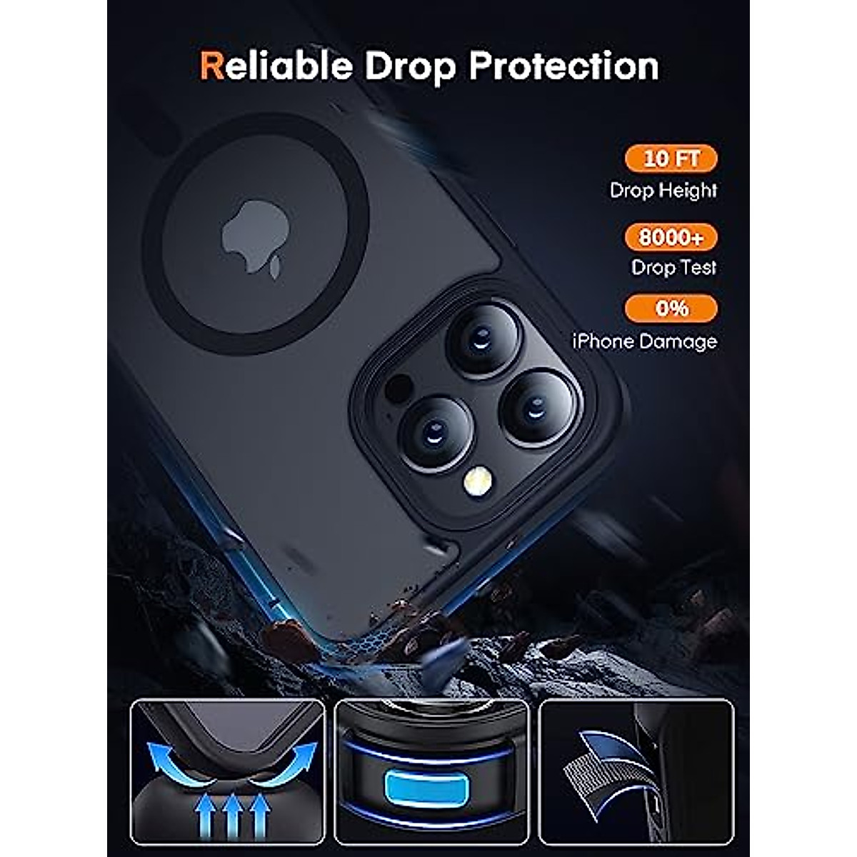 SEASON.C Magnetic Case for iPhone 14 Pro Max Case Compatible with Wireless Charging Men Black Slim Thin Matte Translucent Silicone Edge Protection Shockproof Drop Proof Case 6.7In