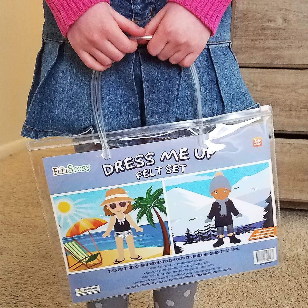 My Felt Story Dress Me Up 56 Pcs - Weather | Felt 8” Doll Figures for Kids | Multicultural Skin Tone Diversity | Fun Classroom Learning Activities