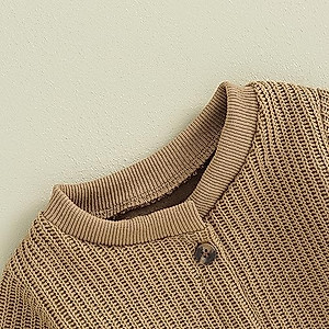 Kurylemon Baby Romper Solid Color Infant Newborn Boy Knit Clothes Button Jumpsuit Winter One Piece Outfit