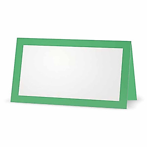 Mint Green Place Cards - Flat or Tent - 10 or 50 Pack - White Blank Front with Solid Color Border - Placement Table Name Seating Stationery Party Supplies Occasion or Dinner Event (50, Tent Style)