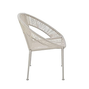 Deco 79 Plastic Rattan Outdoor Chair, 29" x 23" x 30", White