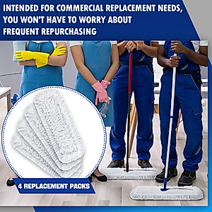 Qinyoung 4 Pcs Dust Mop Replacement Head 24 Inch Commercial Mop Head Replacement White Cotton Dust Mop Head Refills Washable Dust Mop Head Commercial Tools for Floor Cleaning Janitorial Supplies