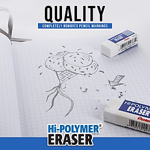 Pentel Hi-Polymer Block Eraser, Large, White, Pack of 10 ZEH-10 Erasers (ZEH10PC10)