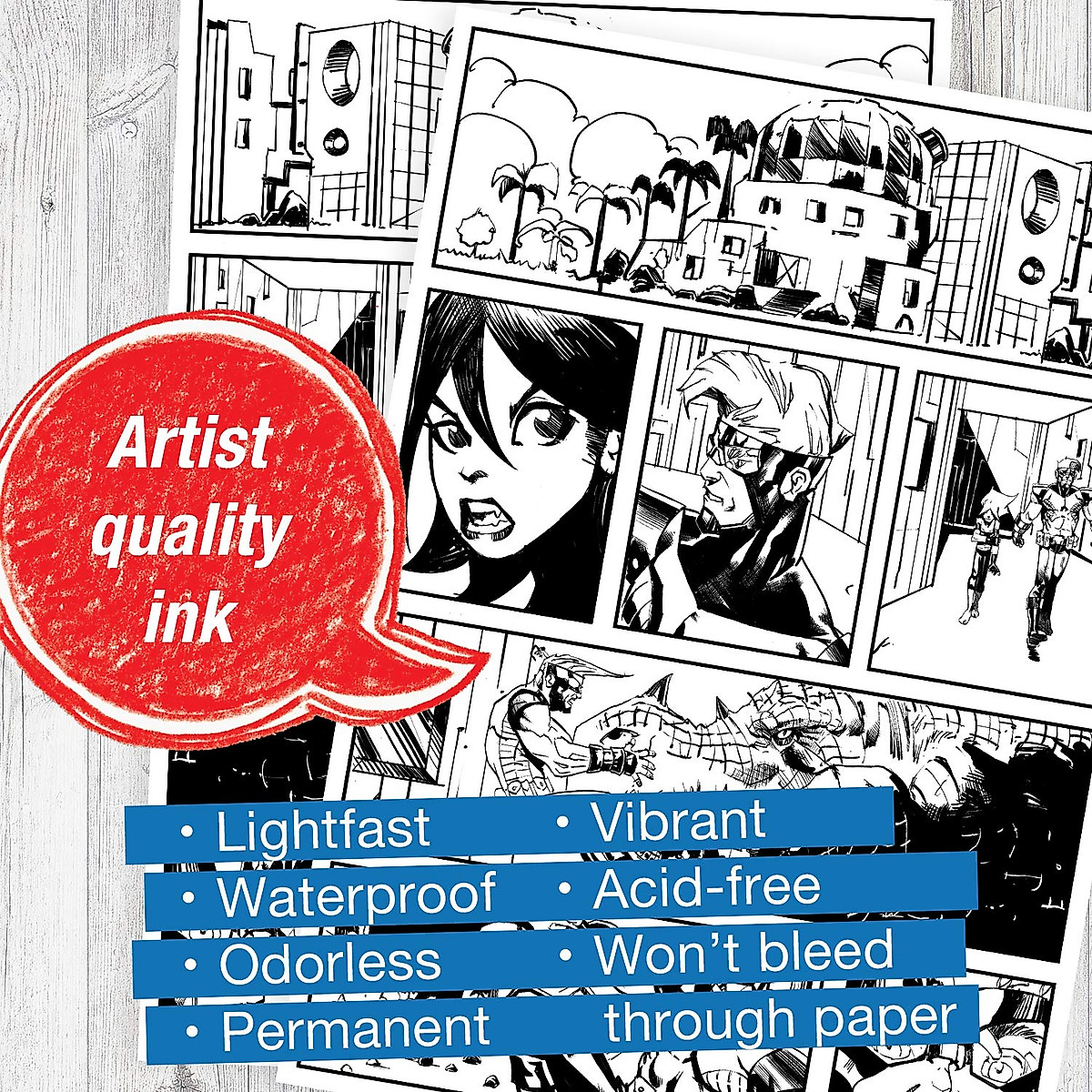 Faber-Castell PITT Artist Pen Manga Drawing Set 167132, Black