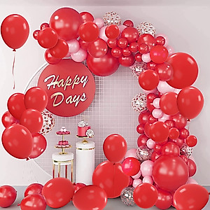 120Pcs Latex Party Balloons, 12 inch Red Helium Balloons with Ribbon for Birthday, Wedding, Baby Shower,Graduation Birthday Party Decorations