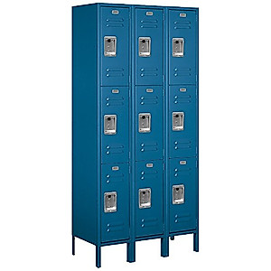 Salsbury Industries 63365BL-U Triple Tier 36-Inch Wide 6-Feet High 15-Inch Deep Unassembled Standard Metal Locker, Blue