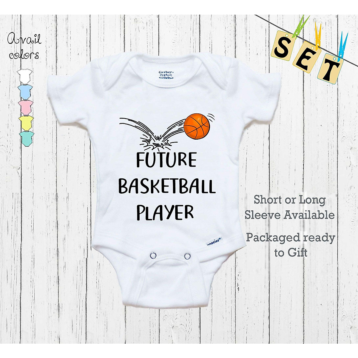 Future Basketball Player -Cute Shirt Newborn Baby Bodysuit Outfit Onesie & Bib