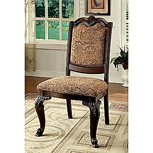 Furniture of America Ferrara Elegant Dining Chair, Brown Cherry, Set of 2 (IDF-3319F-SC)