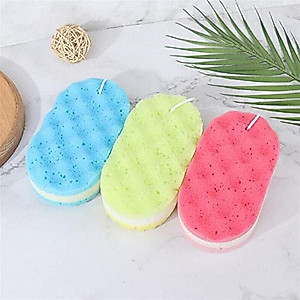 INGVY Dry Brushing Body Brush Three Layer Wave Bath Sponge Body Brush Skin Cleansing Massage Cleaning Shower Brush Adult Foam Scrub Towel Rope Holder (Color : Red)