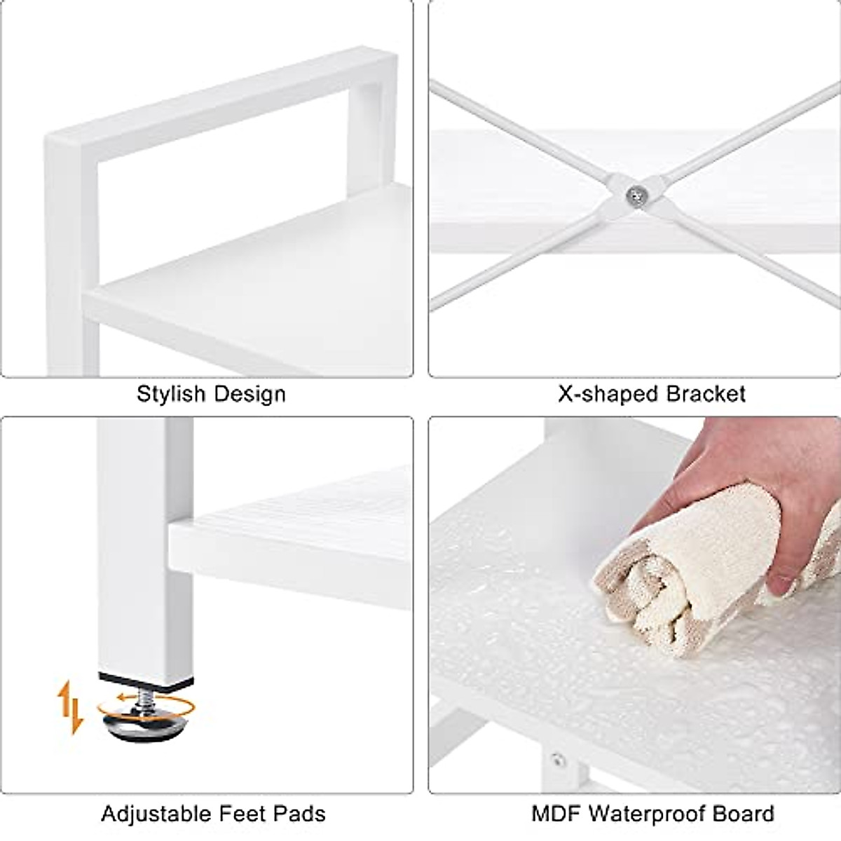 BEWISHOME 3 Tier Bookshelf, White Small Bookshelf for Small Spaces, Short Wooden Storage Bookcase with Metal Frame for Bedroom Living Room and Home Office JCJ62W