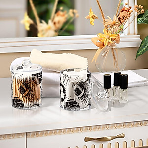 GOODOLD Football Soccer Themed Qtip Holder 2 Pack - 10 Oz Clear Plastic Apothecary Jar Set for Bathroom Organization - Versatile Canister Storage for Cotton Balls, Swabs, Rounds