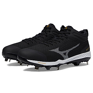 Mizuno Men's Dominant 4 MID Baseball Shoe, Black-White, 11.5