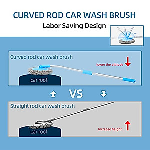 BYGD Car Wash Brush with Long Handle,Retractable Car Cleaning Brush, 66" Chenille Microfiber Car Washing Mop with 15°Curve Extension Pole Labor-Saving, Car Wash Kit for Cleaning Truck RV SUV