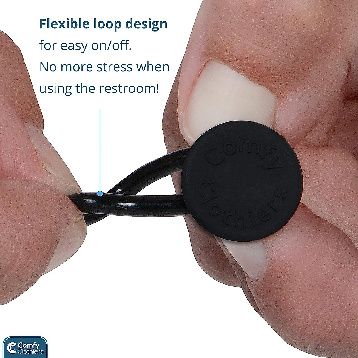 Flexible Button Waist Extenders for Pants (6-Pack Black) Men and Women’s Pants, Shorts, Skirts - Jean Extender Button by Comfy Clothiers