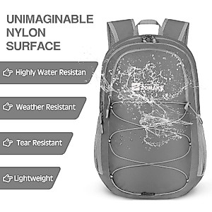 ZOMAKE 28L Packable Backpack:Lightweight Hiking Backpacks - Foldable Water Resistant Back Pack for Travel Camping Outdoor Hiking Day Pack (Medium grey)