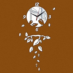 KXA Mirror Wall Sticker for Home Decoration, Acrylic Wall Sticker 3D Mirror Stickers Home Decor Butterfly Horse Europe Large Wall Clock Still Life Wall Clock,Silver