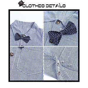 MOMMY'S NEW MAN Baby Toddler Boy Gentleman Short Shirt with Bowtie+Suspender Pants (12-18 Months, Blue)