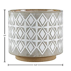 Amazon Brand - Rivet Geometric Ceramic Planter Cylindrical Pot, 8.6"H, Large, Gray