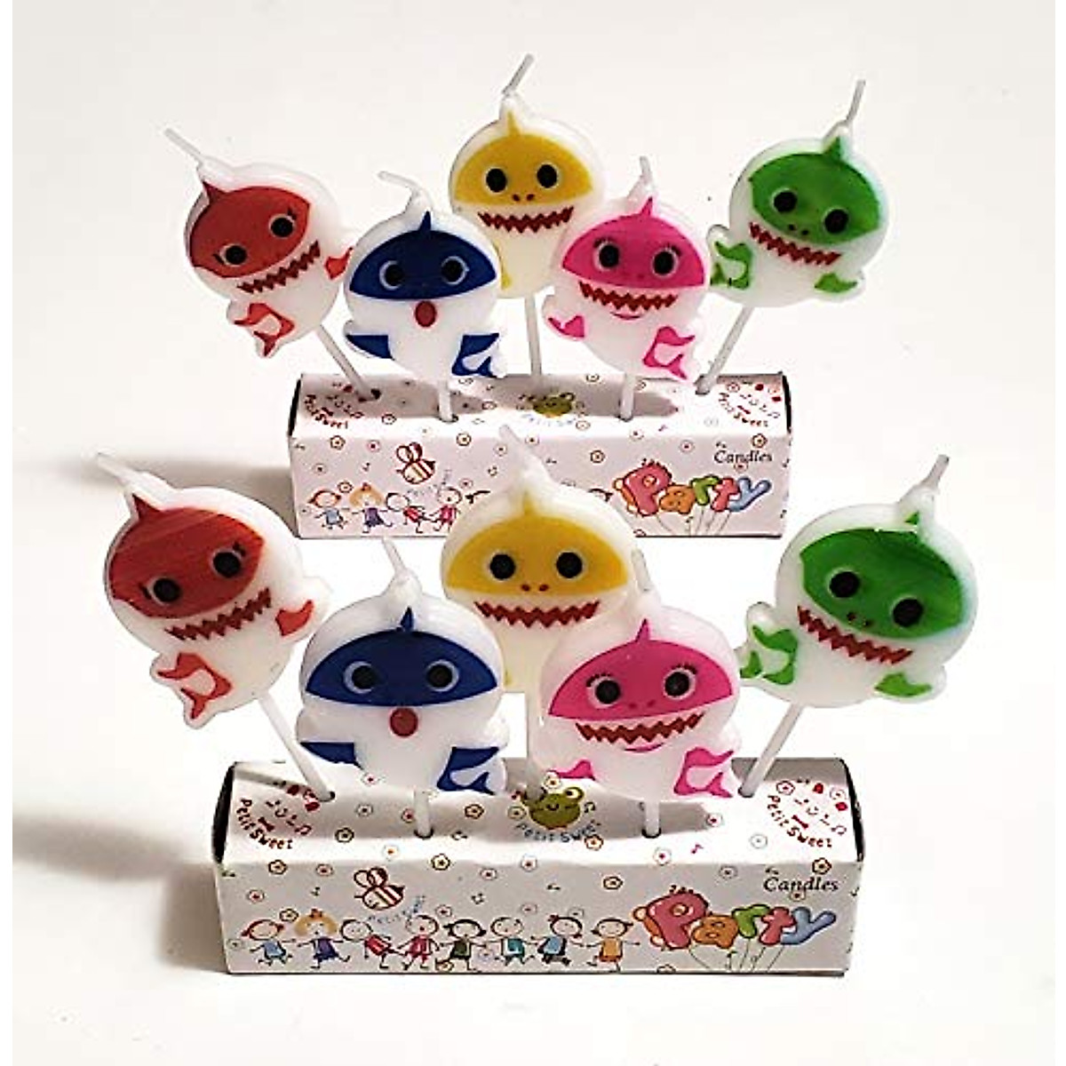 10 Count Special Cake Candles Topper with Holder for Wedding Party Birthday Valentine's Day Cake Decoration, Perfect Wish Gift for Kid and Adult (Baby Shark)