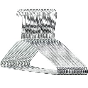 HANGERWORLD Silver Metal Wire Clothes Hangers 16inch 13 Gauge Clothes Garment Coat Hanger (50 Pack)