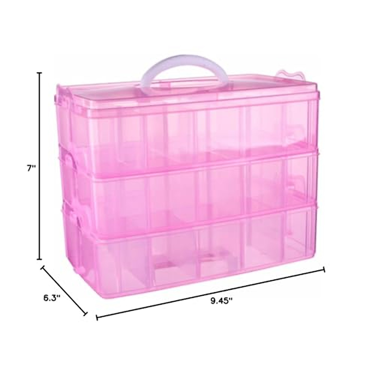 Washi Tape Box Organizer Storage Pink,Divider Closet Container,with 30 Adjustable Compartments,Clear,Masking Tape Desktop Tape DIY Sticker Roll Tape Cutter Holder Storage