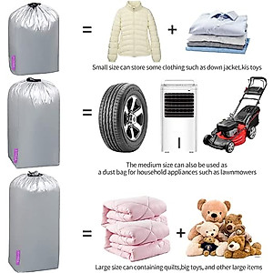 2-Pack Large Travel Laundry Bag, Dirty Clothes Storage Bag with Drawstring, Organizer Waterproof and Heavy Duty Stitching, Idea for Store Clothes, Blankets, Toys, Silver (Medium)