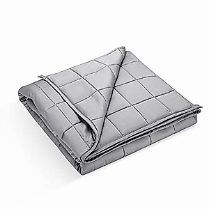 Argstar Cooling Bamboo Weighted Blanket for Adults 15 Lbs On Queen Bed, Soft Silky Heavy Blanket with Premium Glass Beads, 60"x80", Light Grey.