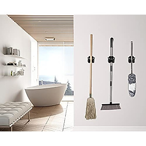 Verdenu 6 Pack Broom Holder Wall Mount, Mop Wall Mount Holder, Stainless Steel Command Broom Holder with Screws, Garden Tool Rack Wall Mount for Kitchen, Home, Bathroom, Garage Storage