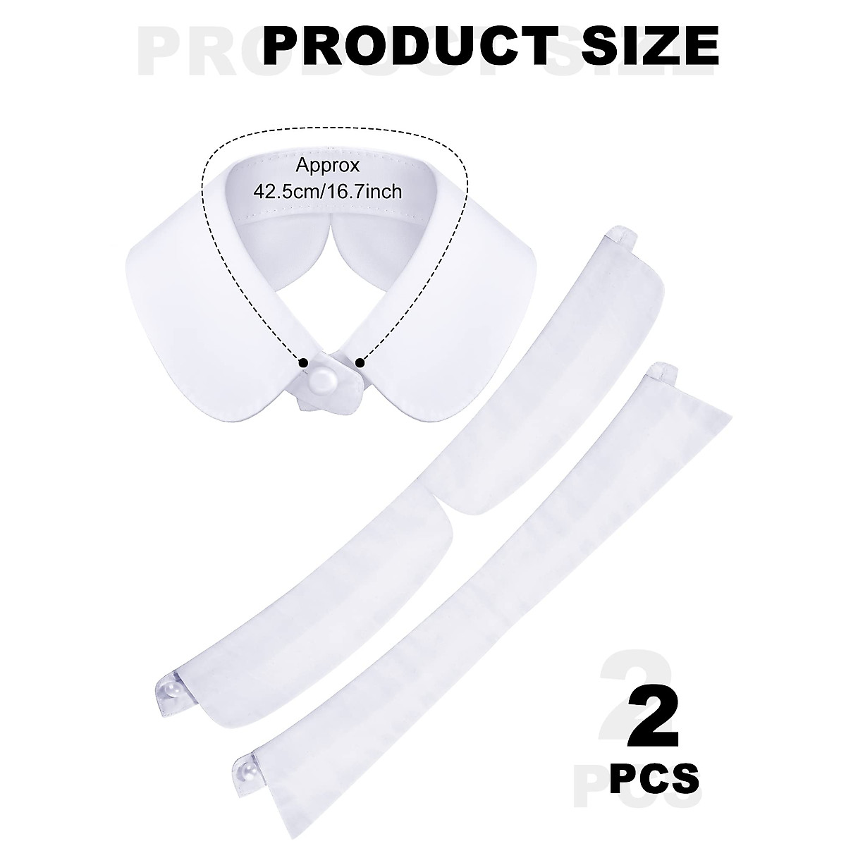 SATINIOR 2 Pieces Fake Collar Detachable Dickey Collar False Lapel Blouse Collar Women's Faux Fake Collar, 2 Styles, Medium(White)