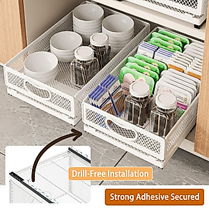 StorageWorks Pull Out Cabinet Organizer, Under Sink Organizers and Storage Rack, Slide Out Cabinet Drawers for Bathroom, Pantry, Kitchen, White