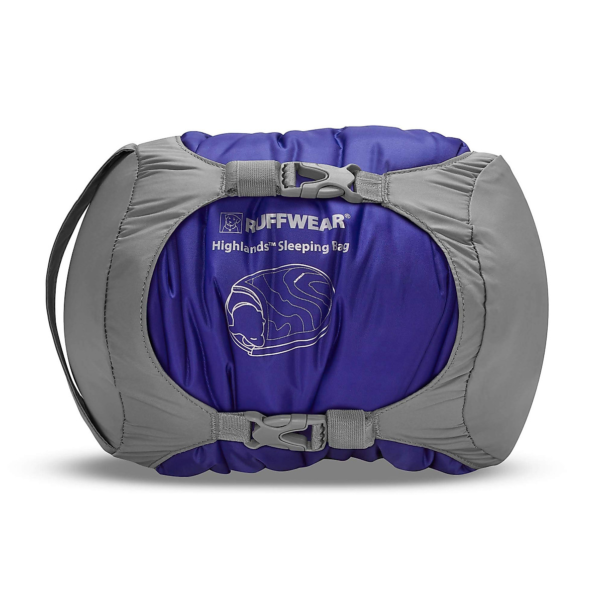 Ruffwear, Highlands Dog Sleeping Bag, Water-Resistant Portable Dog Bed for Outdoor Use, Huckleberry Blue, Large