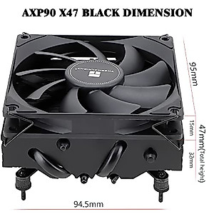 Thermalright AXP90 X47 Black Low Profile CPU Cooler, with 92mm TL-9015B Slim PWM Fan, ITX CPU Cooler, AGHP Technology, 47mm Height,for AMD AM4 AM5/Intel 1150/1151/1155/1156/1200/1700(AXP90 X47 Black)